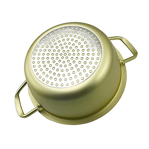 20cm Korean Ramen Cooking Pot with Spoon Chopsticks Lid Ramen Pot Fast Heating Instant Noodle Soup Korean Korean Ramen Noodle Pot Fast Heating For Kitchen Cookware(Gold)
