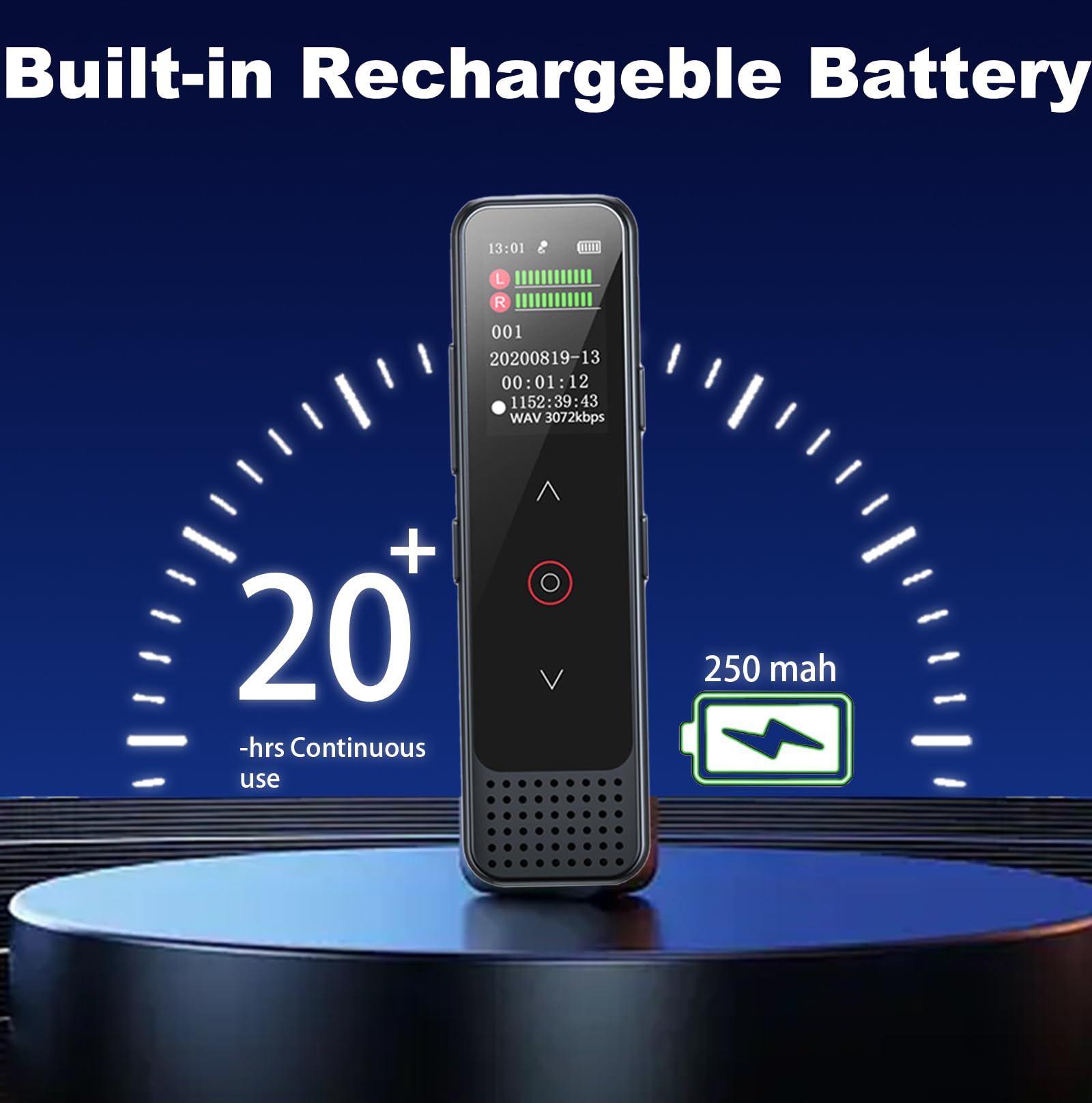 128GB Digital Voice Recorder with Playback, Small Voice Activated Recording Device for Lectures & Meetings, Bluetooth Noise Cancelling Audio Recorder Device, 18hrs Live Monitor with Earphones
