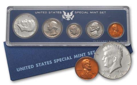 1966 P Special Mint Set - Five Coins in Sealed Case with Original Packaging and Struck at the Philadelphia Mint: SMS US Mint Brilliant Uncirculated