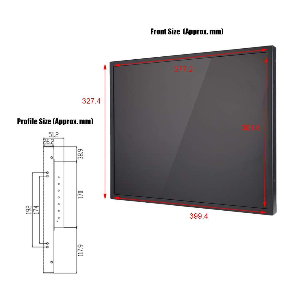 Bewinner1 19 Inch Portable Monitor, Resistive Touch Screen 1280 x1024 HD All-Metal Wall mounting Computer Display Supports HDMI/VGA/AV/BNC/USB Input Industrial Monitor
