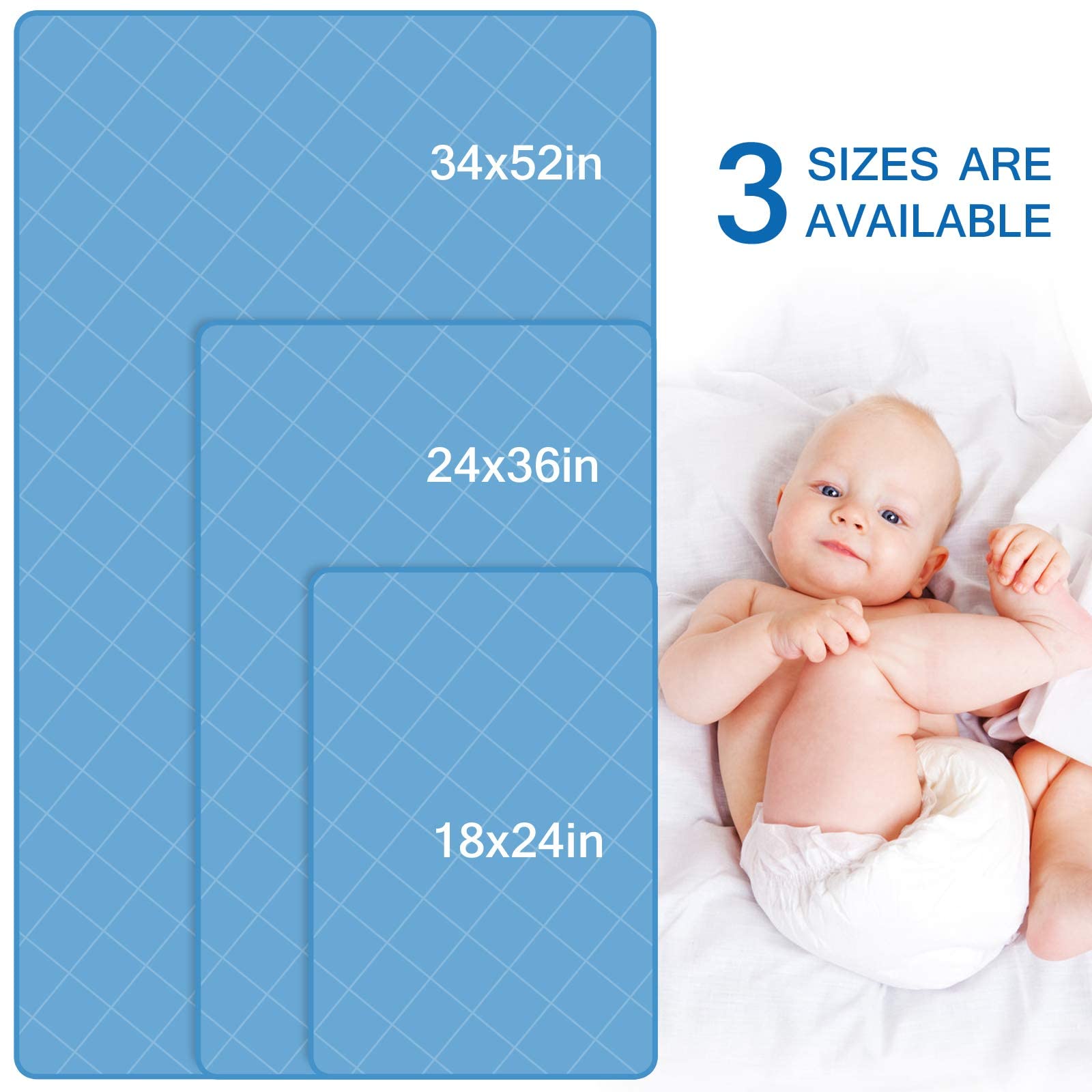 Baby Waterproof Pad Washable, Non-Slip Baby Crib Mattress Pad Potty Training Pads 24'' x 36'', Reusable Underpads Bed for Baby Sleeping, Pee Pads for Kids