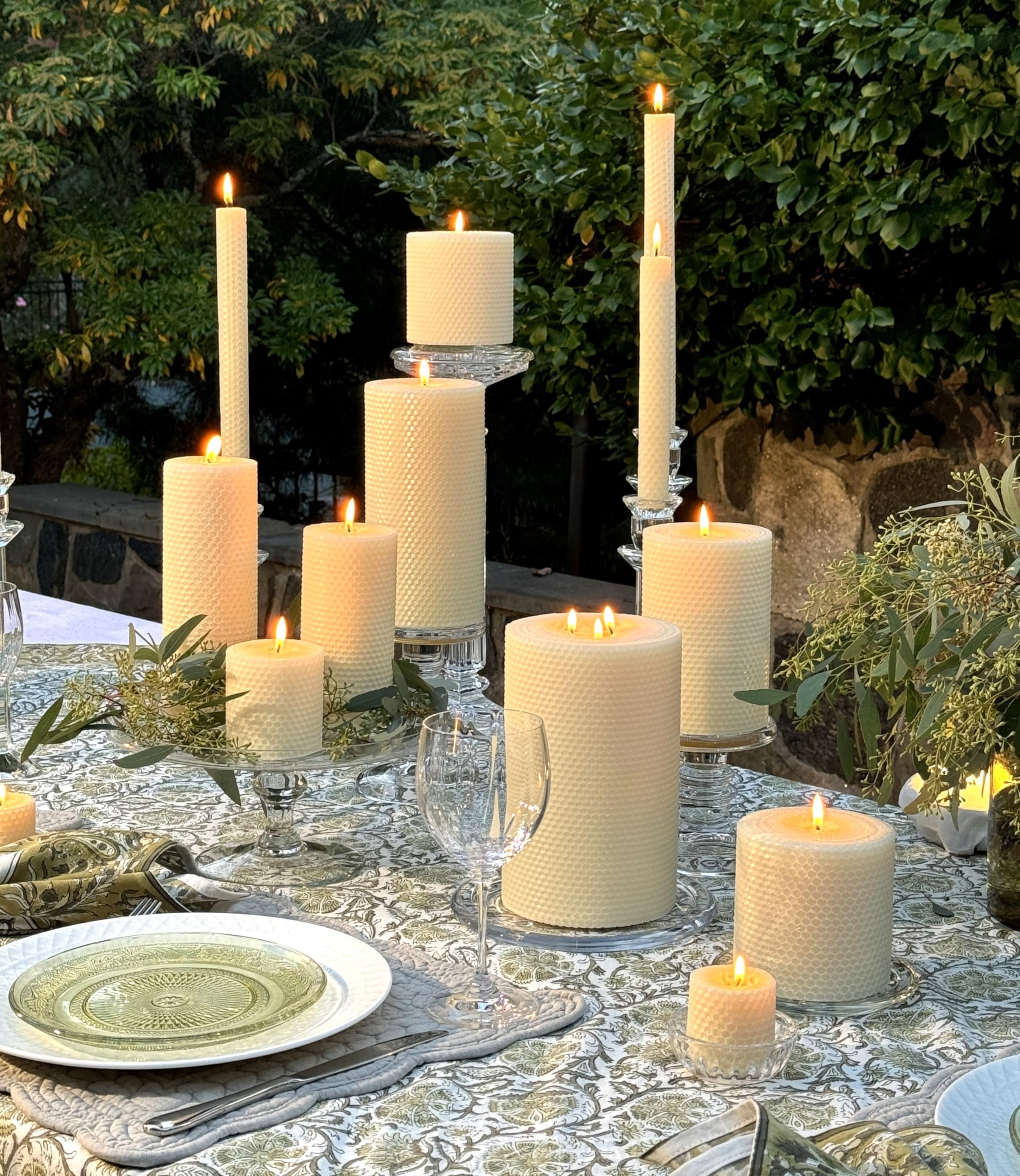 4 Inch x 4 Inch Hand Rolled Beeswax Pillar Candle by Little Bee of Connecticut