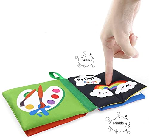4 Crinkle Book Baby Toy High Contrast Black and White Newborn Book Soft Cloth Book Touch and Feel Sensory Fabric Book Soft Tip Book Early Education Learning Books Toy for 3 6 12 Months