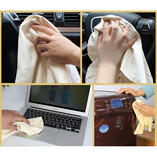 KAXMOON Car Nature Chamois Drying Cloth Car Drying Towel Real Leather Super Absorbent Fast Drying Natural Chamois Car Wash Cloth 23.6inchx35.4inch