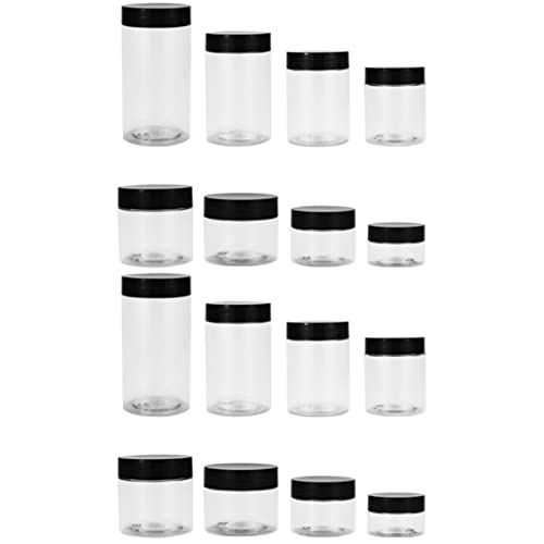 16 pcs Jar Cylinders Clear Cosmetics Ml Empty Face Pills for Mouth Jars Sample Eye Cream Storage Size Powder Bottles Transparent Tea Shadow Container Makeup Home Bottle Black