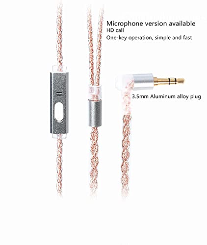 KBEAR 2pin IEM Cable with Mic 4-Core Pure Copper HiFi Earphone Wired Detachable Upgrade Cable with 3.5mm Plug for ES4 ZST ZSN ZS3 ZSR C10 C04 CA4 AS10 ZS10 C12 C16 KS1 KS2 Robin