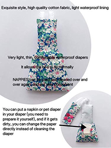 HEZHUO Parrot Diapers, Bird Flight Suits, Bird Suits, Reusable Waterproof Diapers, pet Bird Supplies (M, Pink)
