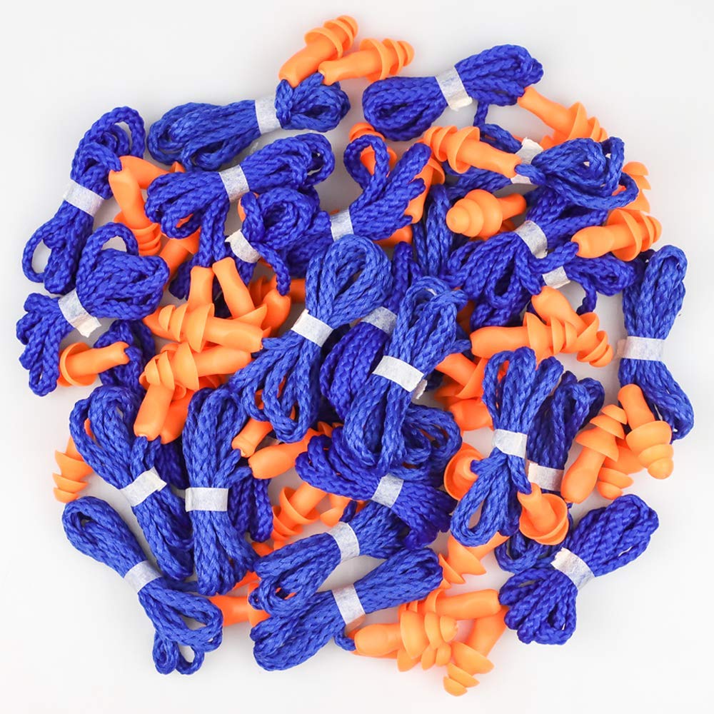 50 Pairs Ear Plugs for Sleeping, Hearing Protection Reusable Silicone Ear Plugs Noise Reduction, Individually Wrapped Earplugs for Shooting, Concerts, Swimming
