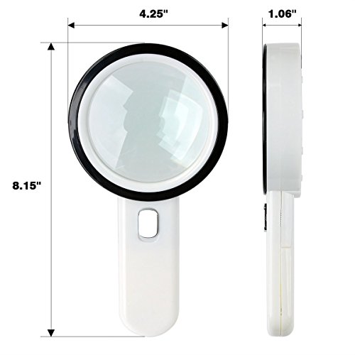 12 LED Lighted Magnifier 20X Handheld Reading Loupe Magnifier 105mm, Battery Powered Illuminated Magnifying Glass for Reading,Inspection,Coins,Rock,Science,Craft and Hobby