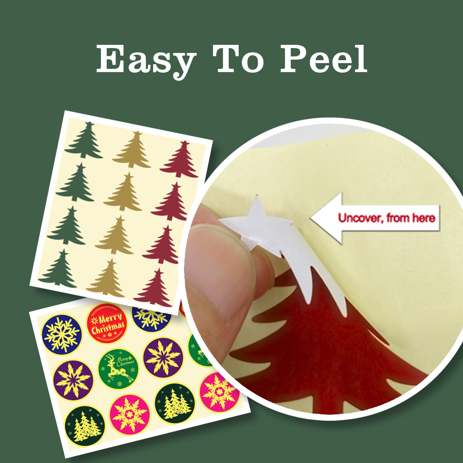 120 Pcs Christmas Envelope Seal Stickers, Christmas Tree Labels Merry Christmas Stickers for Gift Invitation Greeting Card Envelope Bottle Cup Holiday Presents Decorative Seals (Red, Gold and Green)