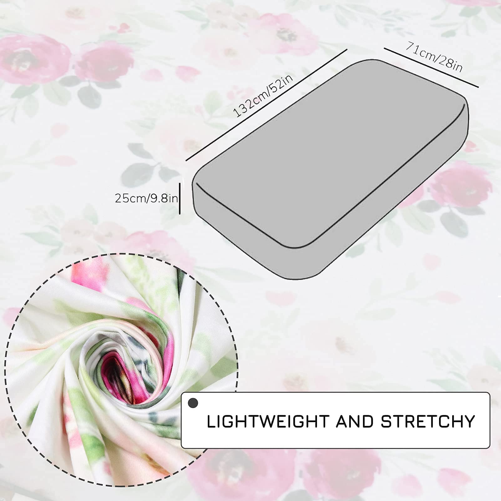 Girl Crib Sheet and Changing Pad Cover, Floral Nursery Bedding, Flower Sheets for Baby Toddler Mattress