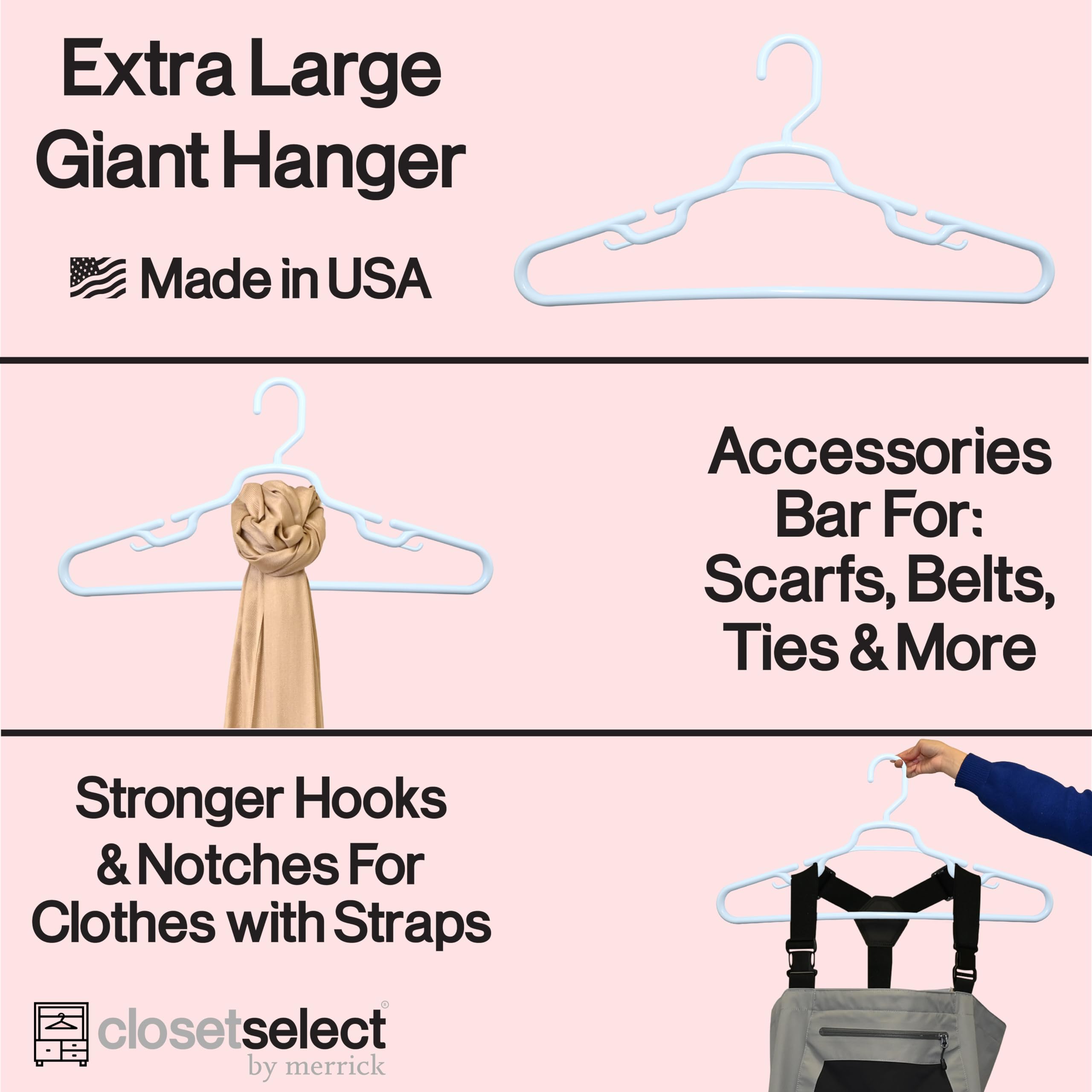 19" XL Plastic Hangers, Giant Heavy Duty Hanger, Merrick, XL Hanger, 36