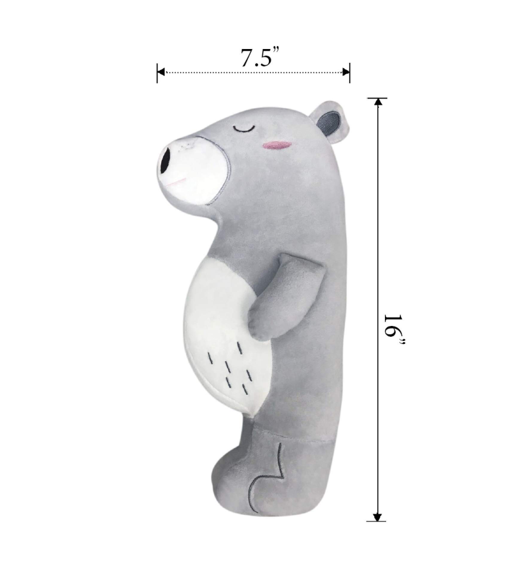 Attelia Kids Car Seat Belt Pillow for Kids, Neck Support Pillow Adjustable Seat Strap Shoulder Pads Road Trip Pillow Seatbelt Buddy (Grey Bear L)