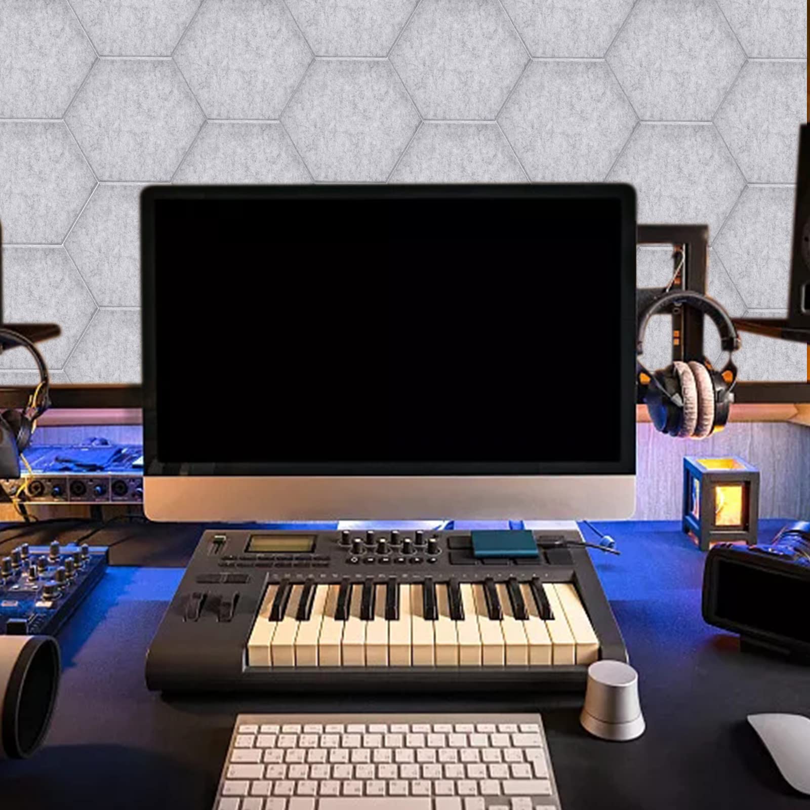 14 Pack Self-adhesive Acoustic Panels,12" X 10" X 0.4" Hexagonal Sound Proof Foam Panels with High Density,to Absorb Noise and Eliminate Echoes for Studio,Home Room Decor (Silver gray)
