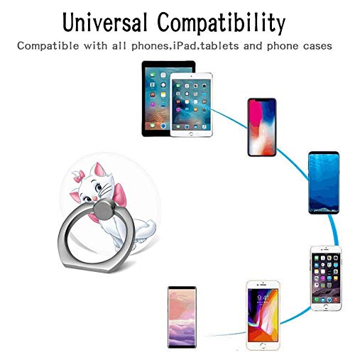 Cell Phone Ring Holder Finger Kickstand,360 Degree Rotation Stand Grip with Car Mount Compatible with All Smartphone - Aristocats Marie cat Pink White