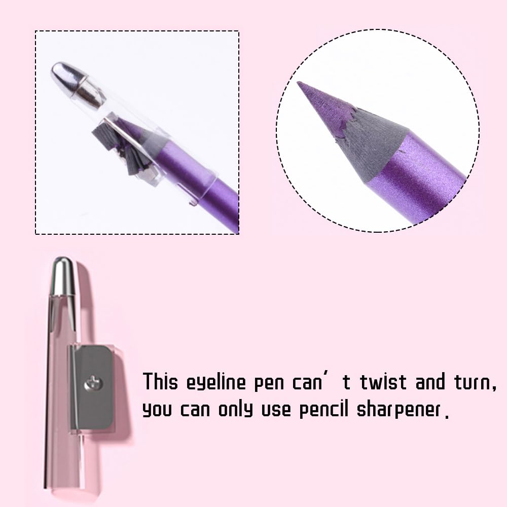 12Pcs Colored Gel Glitter Eyeliner Pencils Set Dark Light Emerald Green Sky Royal Blue Black White Pink Purple Brown Gold Eyeliner Pencils Eye Liner Liquid Liner Waterproof Smudge Proof delineadores