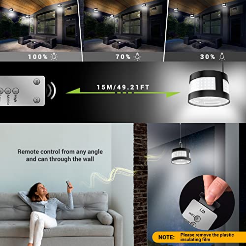 160 LED Solar Lights Outdoor Waterproof,LOFTEK Solar Pendant Lights with Remote Hanging Hook & 16.4ft Cable, Dusk to Dawn Solar Powered Security Flood Lights for Indoor Shed Patio Garage Yard