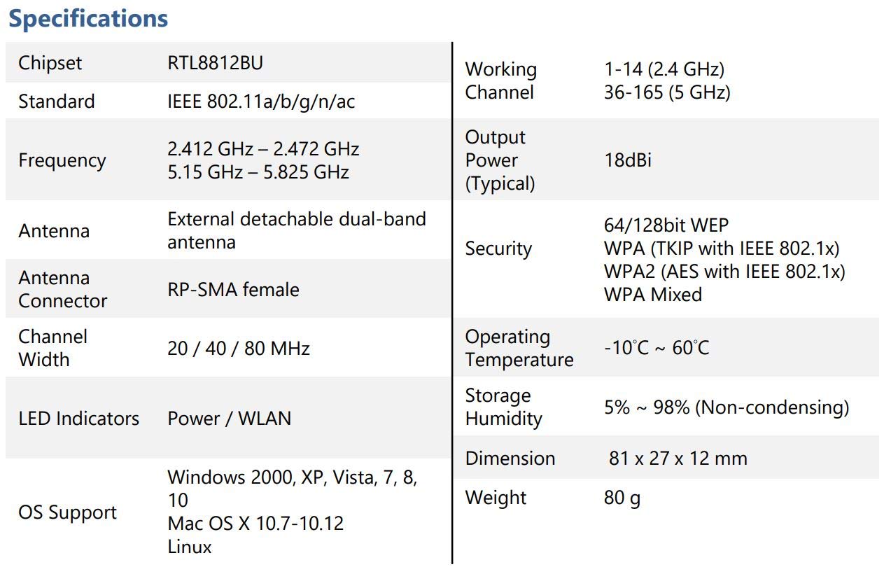 ALFA 802.11ac AC1200 MU-MIMO USB Adapter (AWUS036ACU)