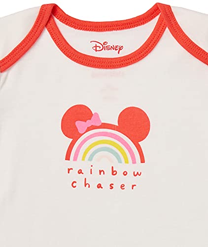 Amazon Essentials Disney | Marvel | Star Wars | Princess Baby Girls' Short-Sleeve Bodysuits, Pack of 6, Minnie Rainbow Chaser, 18 Months