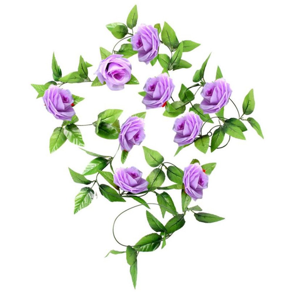 4 Pack 7.8ft Artificial Rose Vines with Green Leaves Fake Flowers Plants Hanging Garden Vine Garland for Wedding Home Party Decor Rustic Craft Supplies (Aqua)