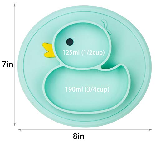Baby Divided Plate Silicone 2 Set- Portable Non Slip Child Feeding Plate for Children Babies and Kids BPA Free Baby Dinner Plate Microwave Dishwasher Safe