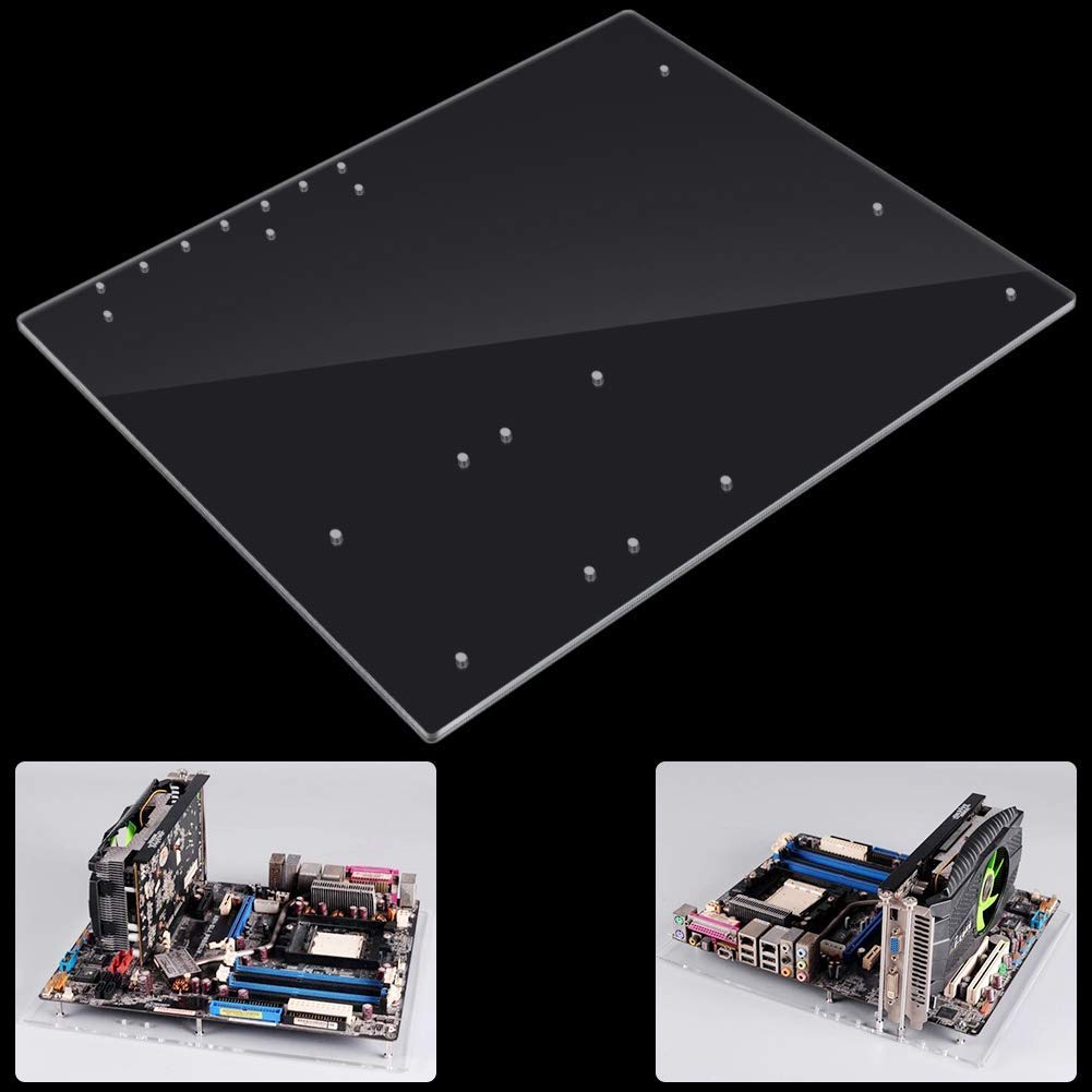 ATX PC Open Frame ATX Test Bench Motherboard Overclock Computer Case DIY Mod Base Chassis for ATX Mothboard, 4mm Transparent Acrylic Frame PC Test Bench for Testing, Overclocking or Gaming
