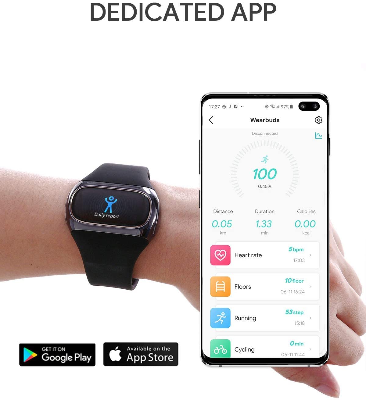 Aipower Wearbuds Smartwatch with True Wireless Earbuds, Fitness Tracker Heart Rate Monitor Calorie Steps Counter, Smart Watch with Bluetooth Earbuds