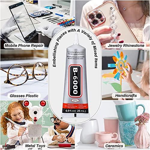 B6000 Jewelry Glue Clear Rhinestone, Inlay Glue, Pendant Adhesive, 25g Craft Adhesive Glue with Precision Tip Multifunctional Fabric Glue (25ML)