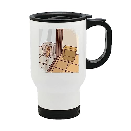 Animal Themed Gift Box for Cat Lovers Mirror Reflection Illusion 14oz Steinless Steel Travel Mug