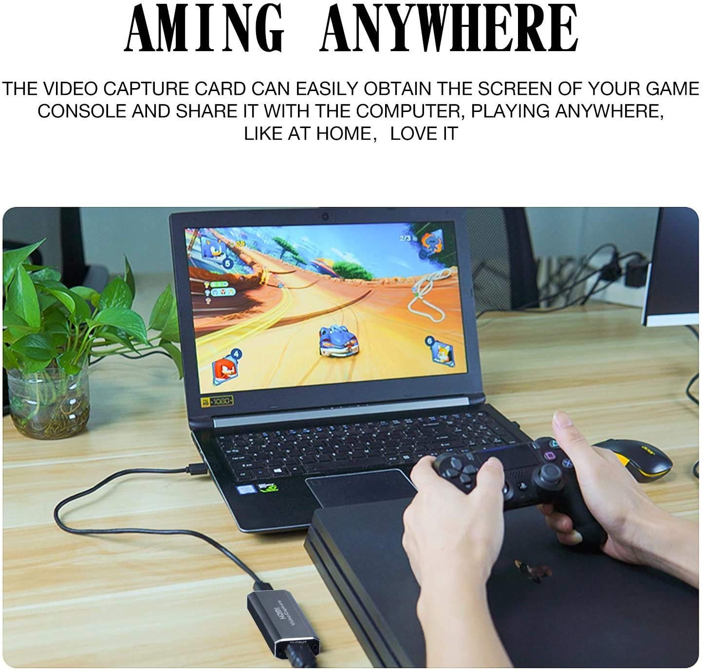 Audio Video Capture Card 1080P 30Hz HDMI to USB 2.0 Capture Card Record via DLSR for Gaming Streaming Live Broadcasting Teaching
