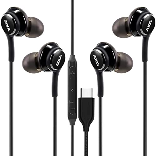 2 Packs USB C Headphones for Samsung Galaxy S23 Ultra S22 S21 FE S20 Z Flip 3 Fold 4 A53 A54 USB C Earphones with Mic in-Ear Headphones Designed by AKG Wired Earbuds USB Type C Earphones for iPad Pro