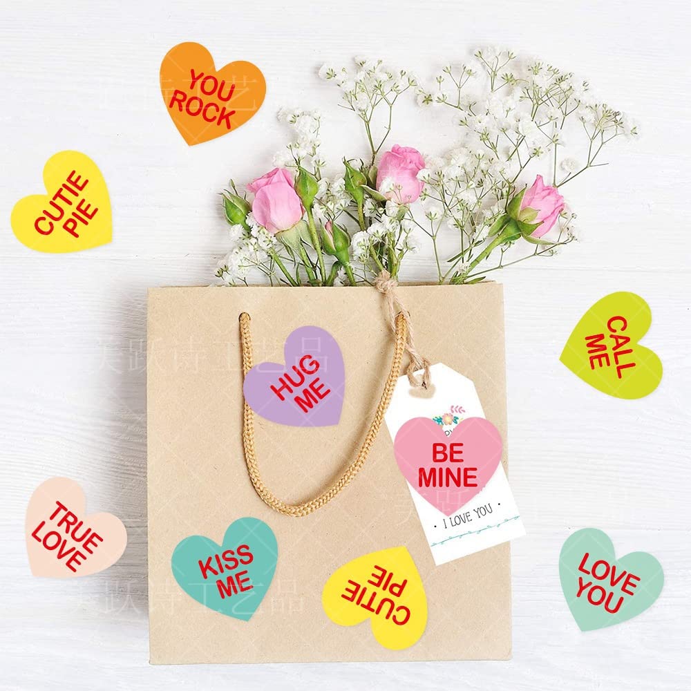 120 Pieces Valentine's Day Stickers Heart Stickers Labels 10 Sheets Valentine Party Favors Stickers Self Adhesive