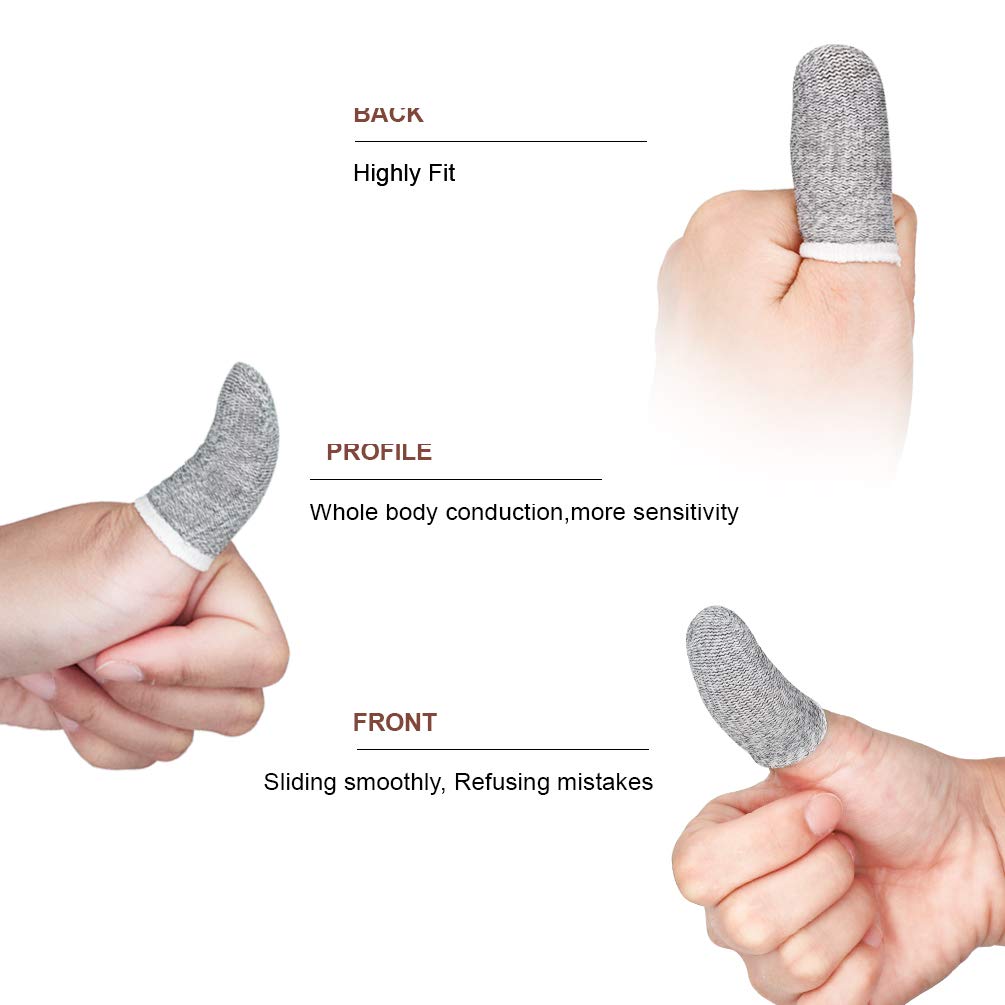 12Pcs Mobile Game Controller Finger Sleeves, Breathable Anti-Sweat Gaming Finger Cot for PUBG/Call of Duty Sensitive Touch Screen Finger Sleeve for Android iSO Phone (Black&White)