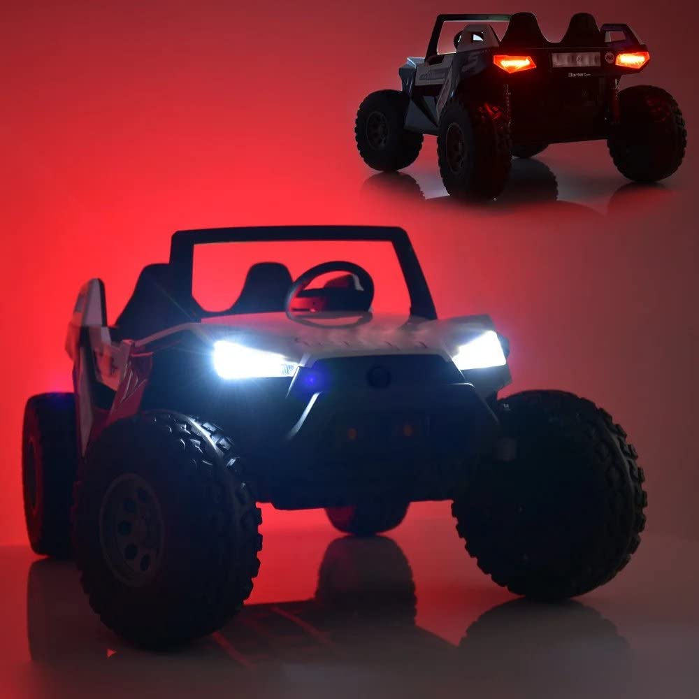 4X4 Upgraded Kids Ride on car 24v XXL Ride On UTV Buggy Quad SIDEBYSIDE RZR with 2 Adjustable Leather Seats Rubber Tires TV Touch Screen Parent Remote Control 2-11mph 3 speed new 2024 model hold 265lb