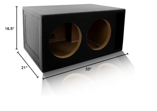 4.0 Cu. Ft. Ported/Vented MDF Sub Woofer Enclosure Box [Black] for Car Subwoofer(s) (4.0 ft^3 @ 32Hz) | Premium MDF Construction | Made in U.S.A. (Dual 12" Round)