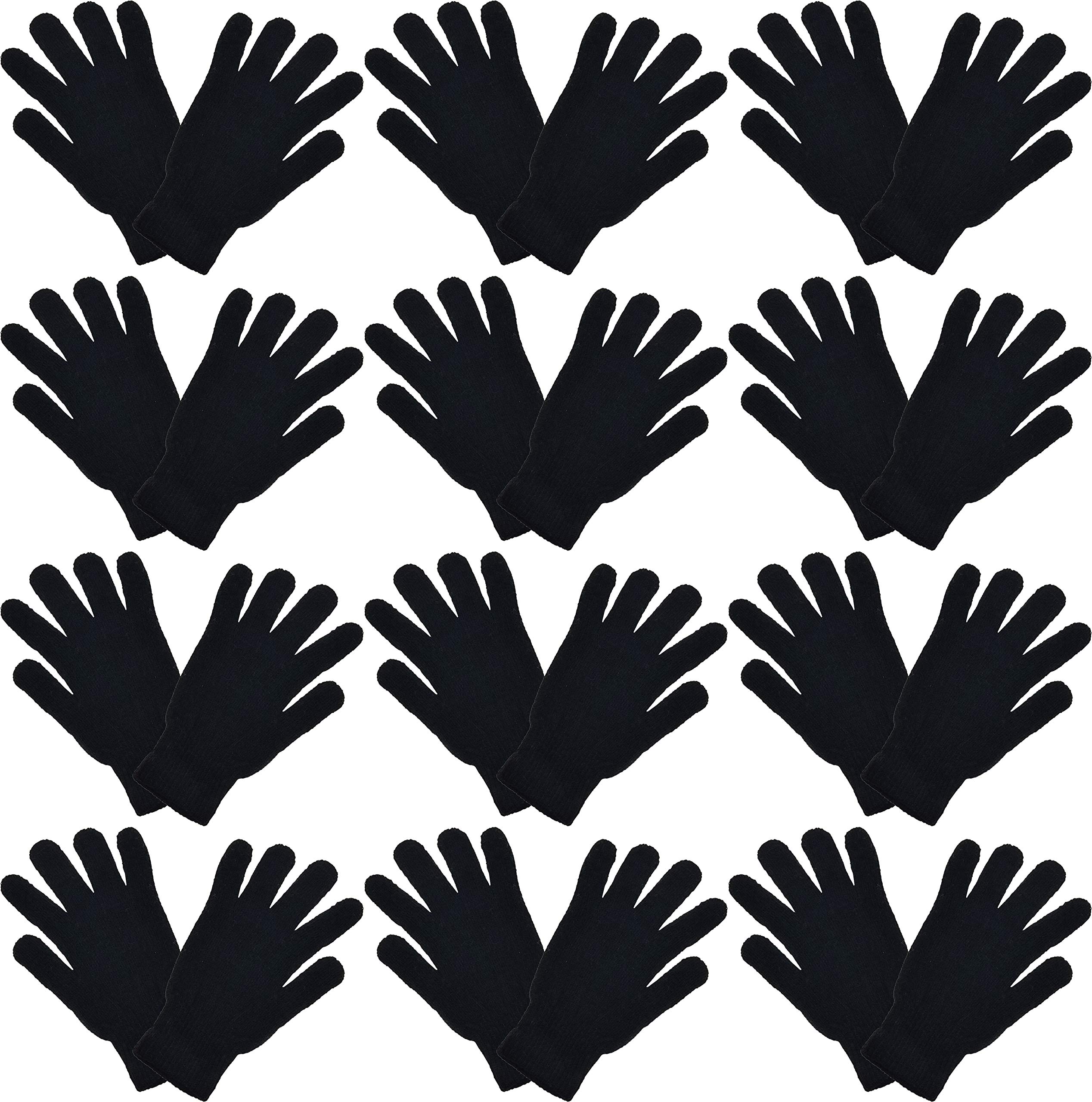 48x Winter Beanies & Gloves Combo Pack, Bulk Pack for Men Women, Warm Cozy Gift (Black)
