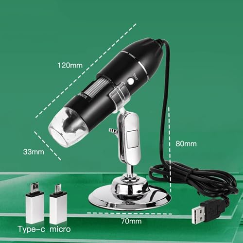 1600X Digital Microscope Camera - Portable USB Type C Microscope for Soldering and Cell Phone Repair