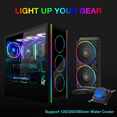 CP3 120mm Fan 3 in 1 Kit Upgrade,12cm RGB LED Computer Case Fan - PWM Cooling Fan - Dual Light Loop Quiet Fan/Multiple Light Modes for PC Case