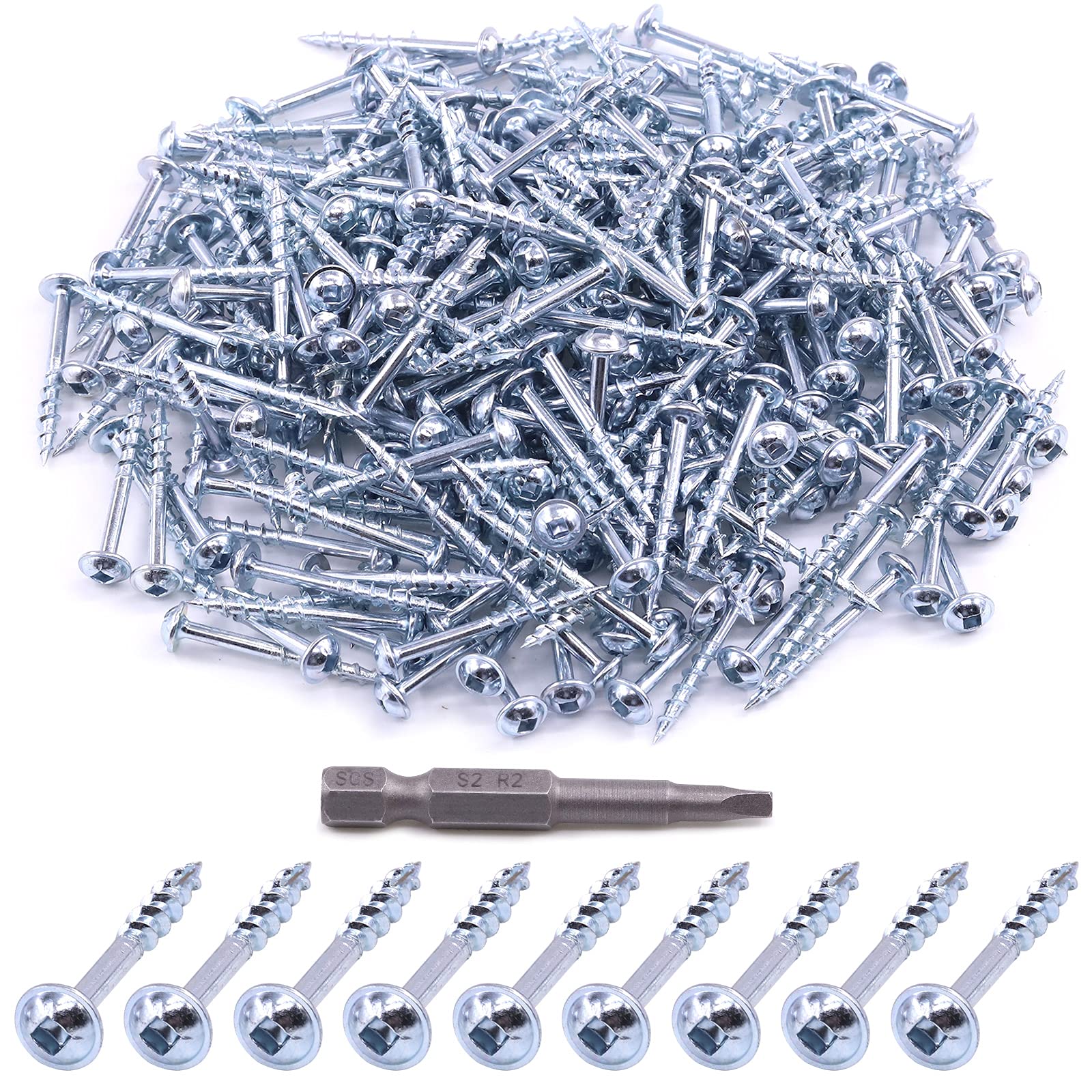 Glarks 280Pcs #8x1-1/2'' Pocket Hole Screws Zinc Coated Square Drive Self Tapping Coarse Thread Wood Screws for Wood and Sheet Metal (#8x1-1/2'' Coarse Thread)