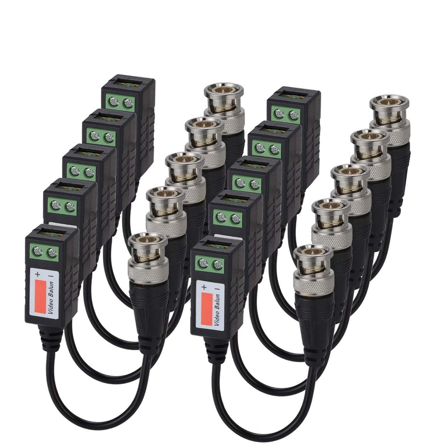 TJMD Video Balun Connectors 8 Pairs Cat5 HD Mini CCTV BNC Passive Video Balun Transceiver Cable for BNC Male Cable via CAT5/5E/6 Twisted Pair Transmitter CCTV Security Camera System