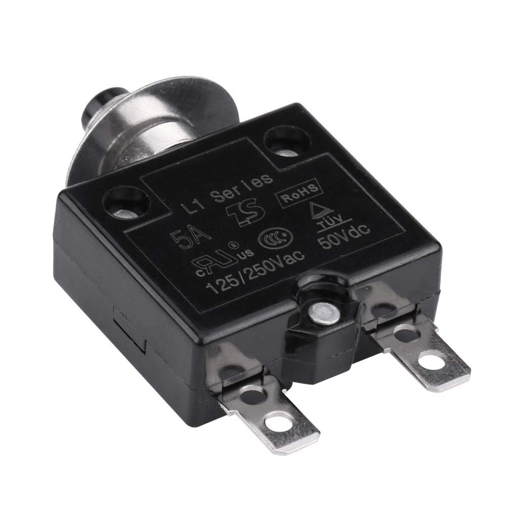 5 A / 8 A / 10 A / 15 A / 18 A / 20 A / 30 A Thermal Switch Reset, Current Overload Device Circuit Breaker Manual Reset Circuit Breaker Overcurrent Protector(5A)
