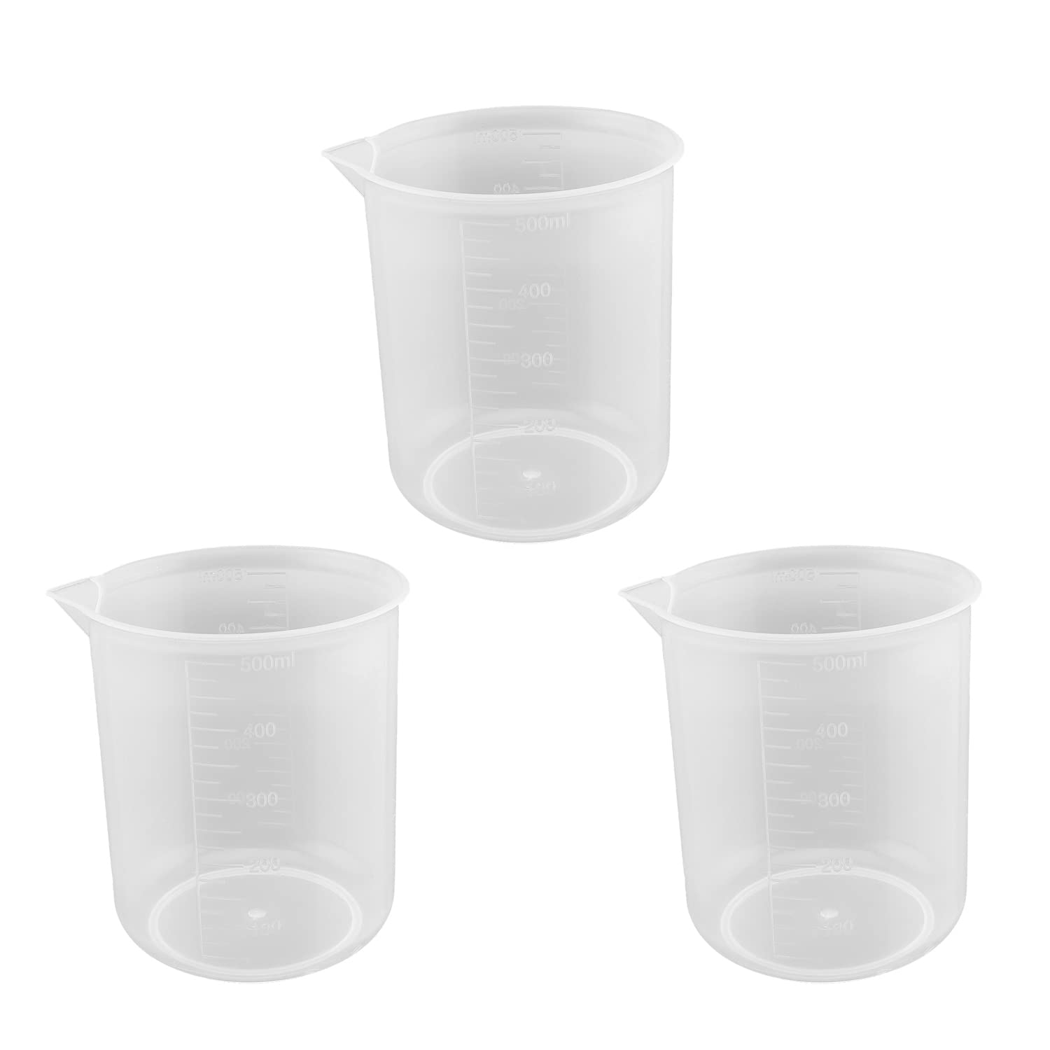 Othmro 3-Pack 500mL Laboratory Slide Spout Water Liquid Volume Measuring Beaker Clear