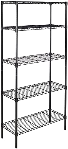 5-Shelf Adjustable, Heavy Duty Storage Shelving Unit (350 lbs Loading Capacity per Shelf), Steel Organizer Wire Rack, Black (36Lx14Wx72H), (SL-SUAM-116)