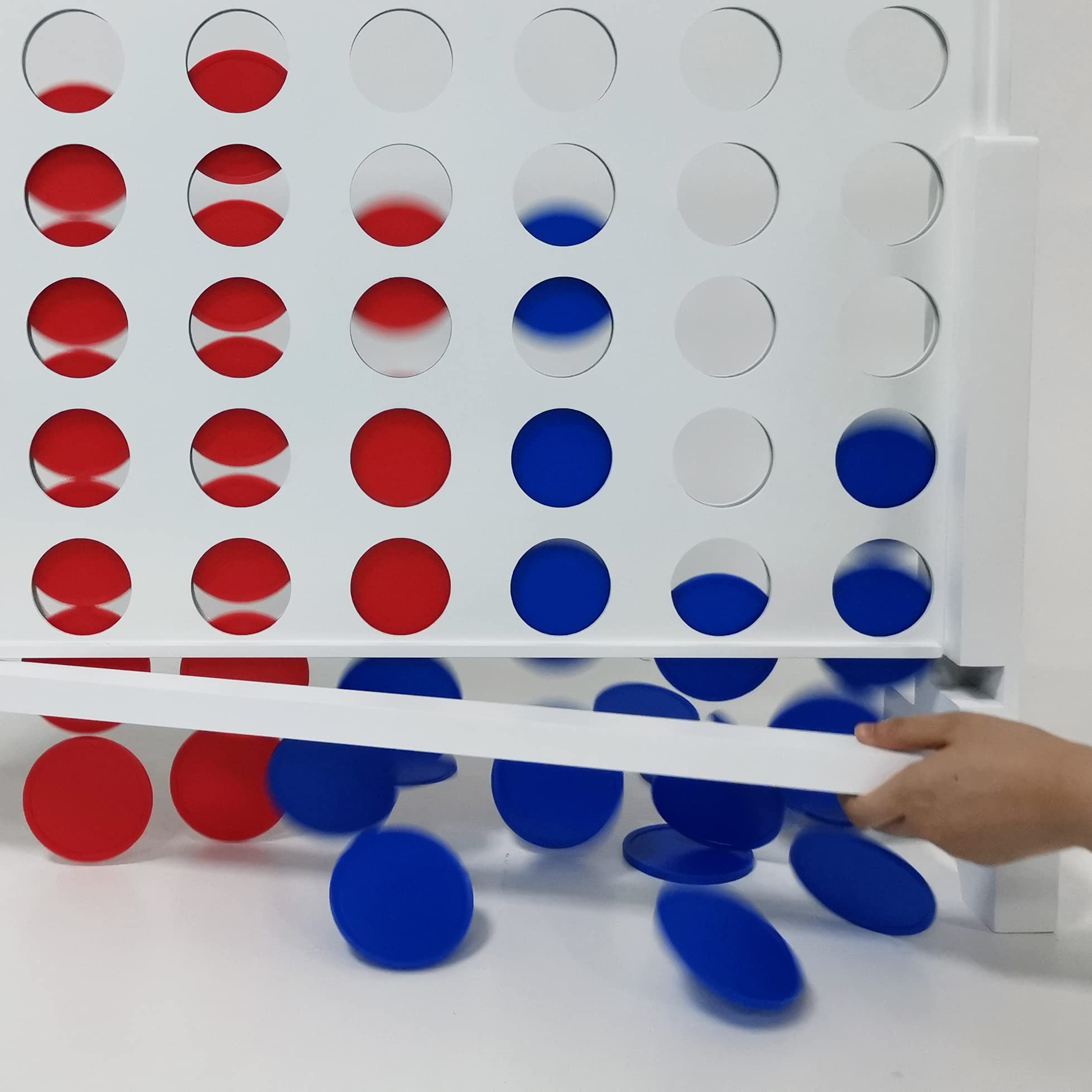 4-in-a-Row Games 32'' x 28'' ∣Premium Wooden Game∣with Plastic Coins, Carrying case for Storage and Transportation