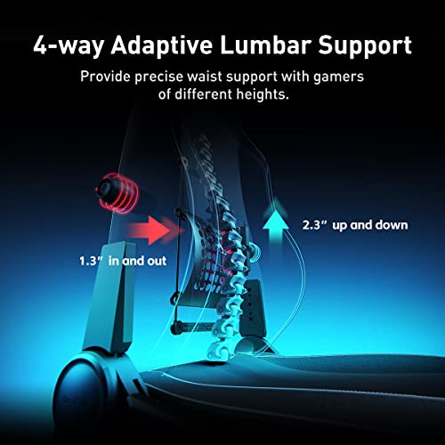 AutoFull M6 RGB Gaming Chair Ergonomic Office Chair with 6D Adjustable Armrests and Built-in Adjustable Lumbar Support PU Leather PC Chair for Adults with Footrest,Black