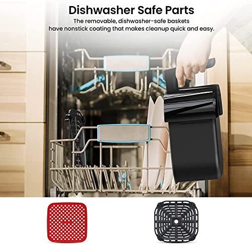 Adoolla Air Fryer Oven 5 Qt Large Oil Free Touch Screen 1500W Mini Oven Combo with 7 Accessories, One-Touch Digital Controls, Nonstick Silicone Liner & Dishwasher-Safe Detachable Square Basket, Timer
