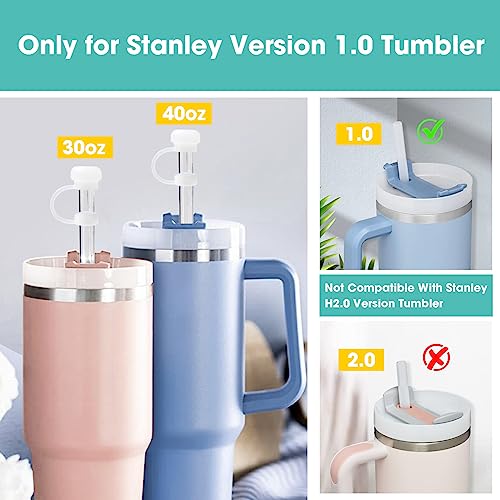 Airboat Silicone Spill Proof Stopper Set and Replacement Straws for Stanley H1.0 40oz 30oz Tumbler, Reusable Clear Straws, Leak Proof Straws Topper Accessories Compatible with Stanley Mug Cup