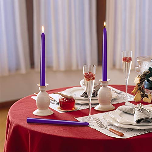 Kingyo 12 Pack Christmas Advent Candles, 10" Unscented and Dripless Taper Candles - 9 Purple and 3 Pink