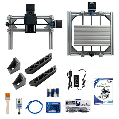 1610 silver color Easy assemble CNC Router Machine Milling Machine Aluminum profiles GRBL Control for Plastic Acrylic PCB PVC Wood Plexiglass Brass Soft metals Carving DIY Ideas