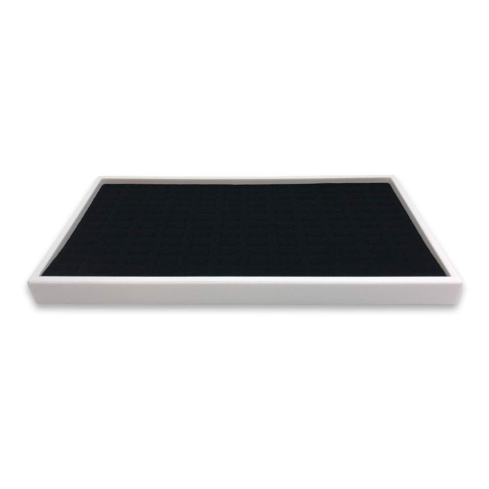 144 Foam Insert Ring Display Tray (White Tray, Black Foam) - 3 Pack (14 ¾” x 8 ¼” x 1”) – Merchandising/ Jewelry Display/ Organizer/ Multi Purpose Tray